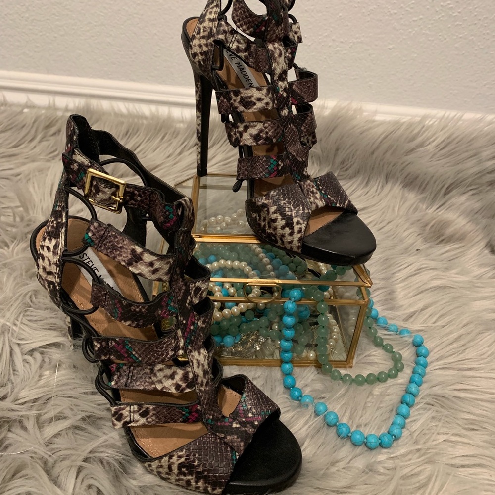 Steve Madden Faux Snake Skin Heels - Gem